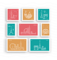 Japanese postage stamps and postmarks Royalty Free Vector