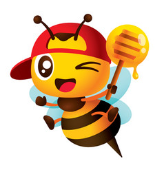 Superhero cute bee with green cloak Royalty Free Vector