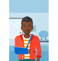 Cartoon little boy with broken arm Royalty Free Vector Image