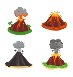 Volcano erruption and lava drawing Royalty Free Vector Image