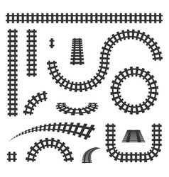 Black objects for rail road icons set Royalty Free Vector