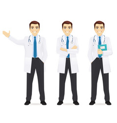 Male doctor set Royalty Free Vector Image - VectorStock