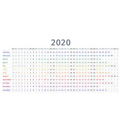 Calendar grid 2020 2021 and 2022 yearly calendars Vector Image