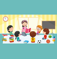 Kids having math lesson Royalty Free Vector Image