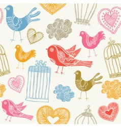 Vintage birds pattern Royalty Free Vector Image