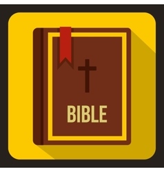 Holy bible book icon flat Royalty Free Vector Image
