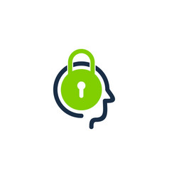 Lock and brain low poly blue Royalty Free Vector Image