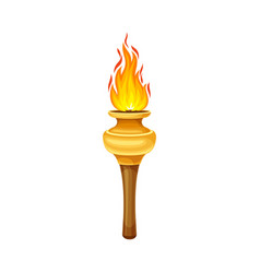 Yellow torch with bright red-orange fiery flame Vector Image
