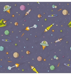 Seamless pattern of planets in open space Vector Image