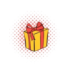 Yellow gift box with a red ribbon icon cartoon Vector Image