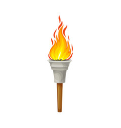 Yellow torch with bright red-orange fiery flame Vector Image
