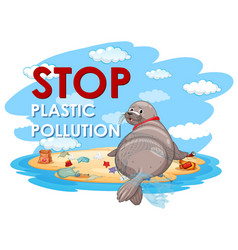 Poster design with no plastic trash Royalty Free Vector