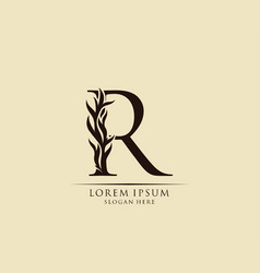 Elegant letter r graceful royal style Royalty Free Vector