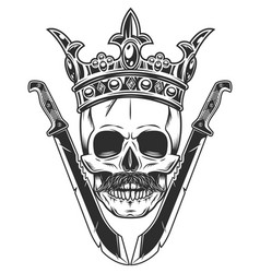 Gangster king royal crown with crossed knife Vector Image