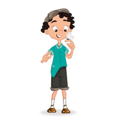 Cartoon boy catching a butterfly Royalty Free Vector Image
