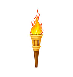 Yellow torch with bright red-orange fiery flame Vector Image