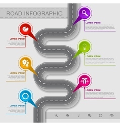 Road route infographic line with step-by-step plan