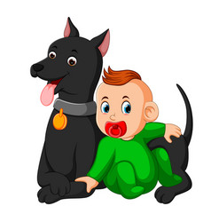 Happy boy walking with his dog Royalty Free Vector Image