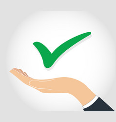 Right and wrong icon hand drawn of green check Vector Image