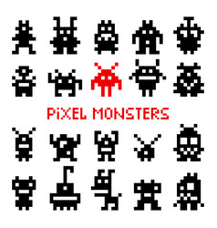Pixel monsters icon set various 8-bit creatures Vector Image