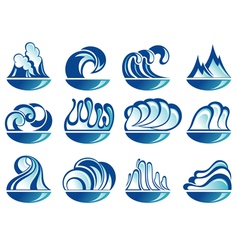 Mountain and sea icon set Royalty Free Vector Image