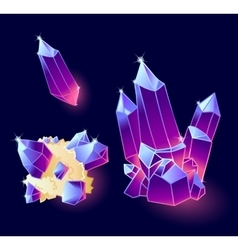 Cartoon blue different shapes crystals Royalty Free Vector