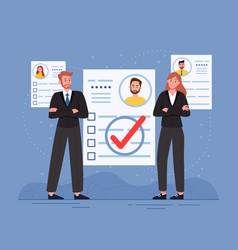 Customer filling up survey form Royalty Free Vector Image