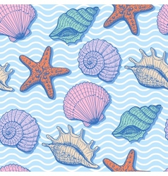 Sea hand drawn seamless pattern Royalty Free Vector Image