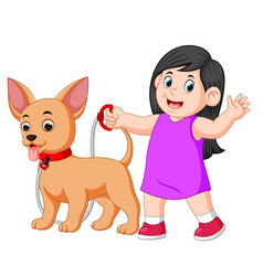 Happy boy walking with his dog Royalty Free Vector Image