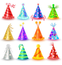 Cartoon birthday party caps funny celebration cap Vector Image