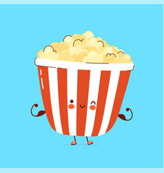 Funny happy cute smiling bucket of popcorn Vector Image
