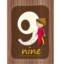 Little girl holding number nine Royalty Free Vector Image