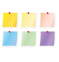 Notes colored sticky papers with pin clips memo Vector Image