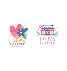 Best friends forever logo design happy friendship Vector Image