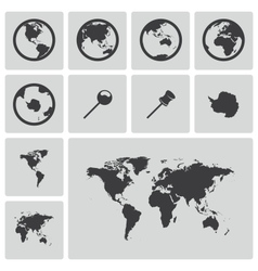 Black and white world map set vector by mejn - Image #1973867 - VectorStock