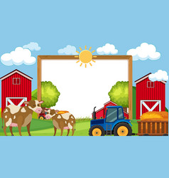 Border template with farm animals in background Vector Image