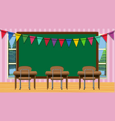 Frame design with board and students in classroom Vector Image