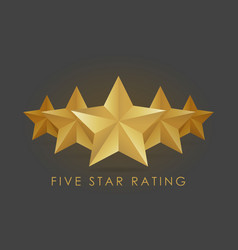 Five golden stars on red background rating rank Vector Image