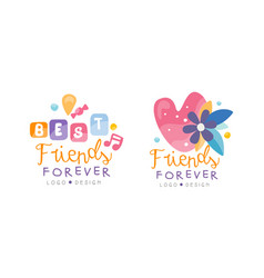 Best friends forever logo design happy friendship Vector Image