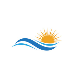 Sun and water waves design elements Royalty Free Vector