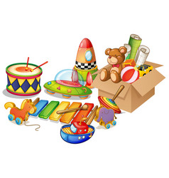 Kids toys in box clipart Royalty Free Vector Image