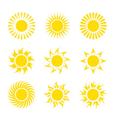 Sun hand draw icon set Royalty Free Vector Image