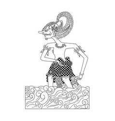 Wayang kulit nakula sadewa character in entangle Vector Image