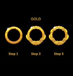 Golden ancient greek round frame ornament set Vector Image