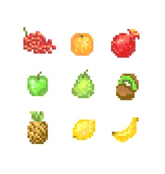 Pixel art set - 8 bit green Royalty Free Vector Image