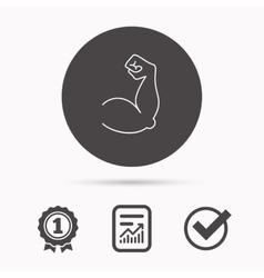Biceps muscle icon bodybuilder strong arm sign Vector Image