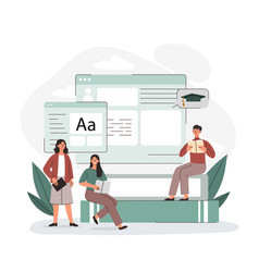 Students learning english language online Vector Image