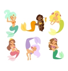 Cute mermaid princess with red hair and other Vector Image