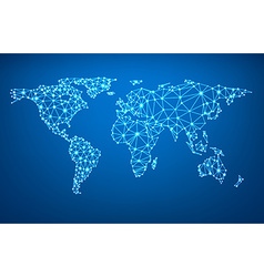 World map connection blue background Royalty Free Vector