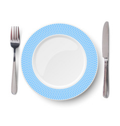 Blue plate with white polka dot pattern isolated Vector Image
